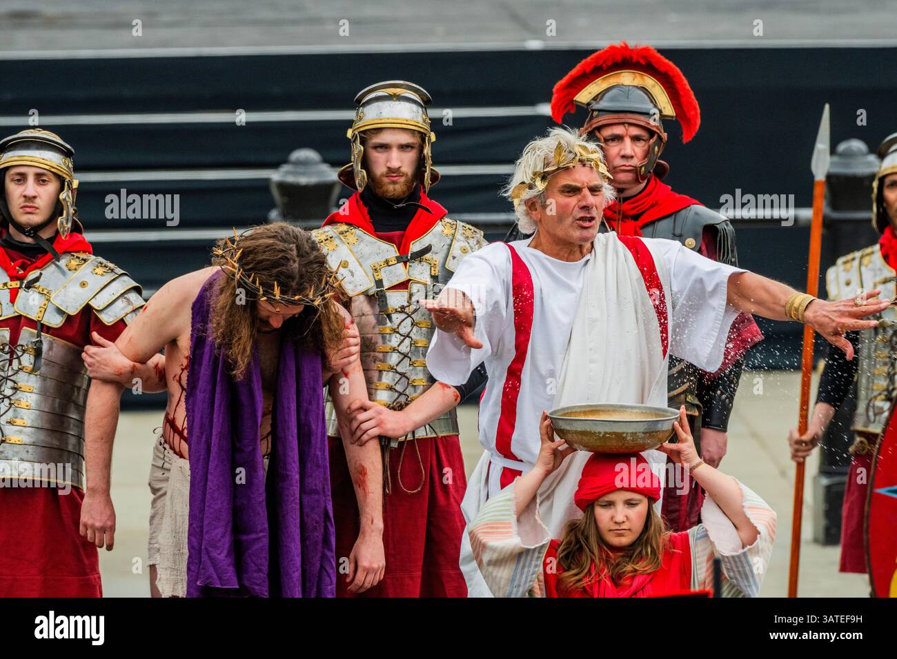 London, UK. 18th Apr, 2025. Pontius pilot has Jesus beaten and then ...