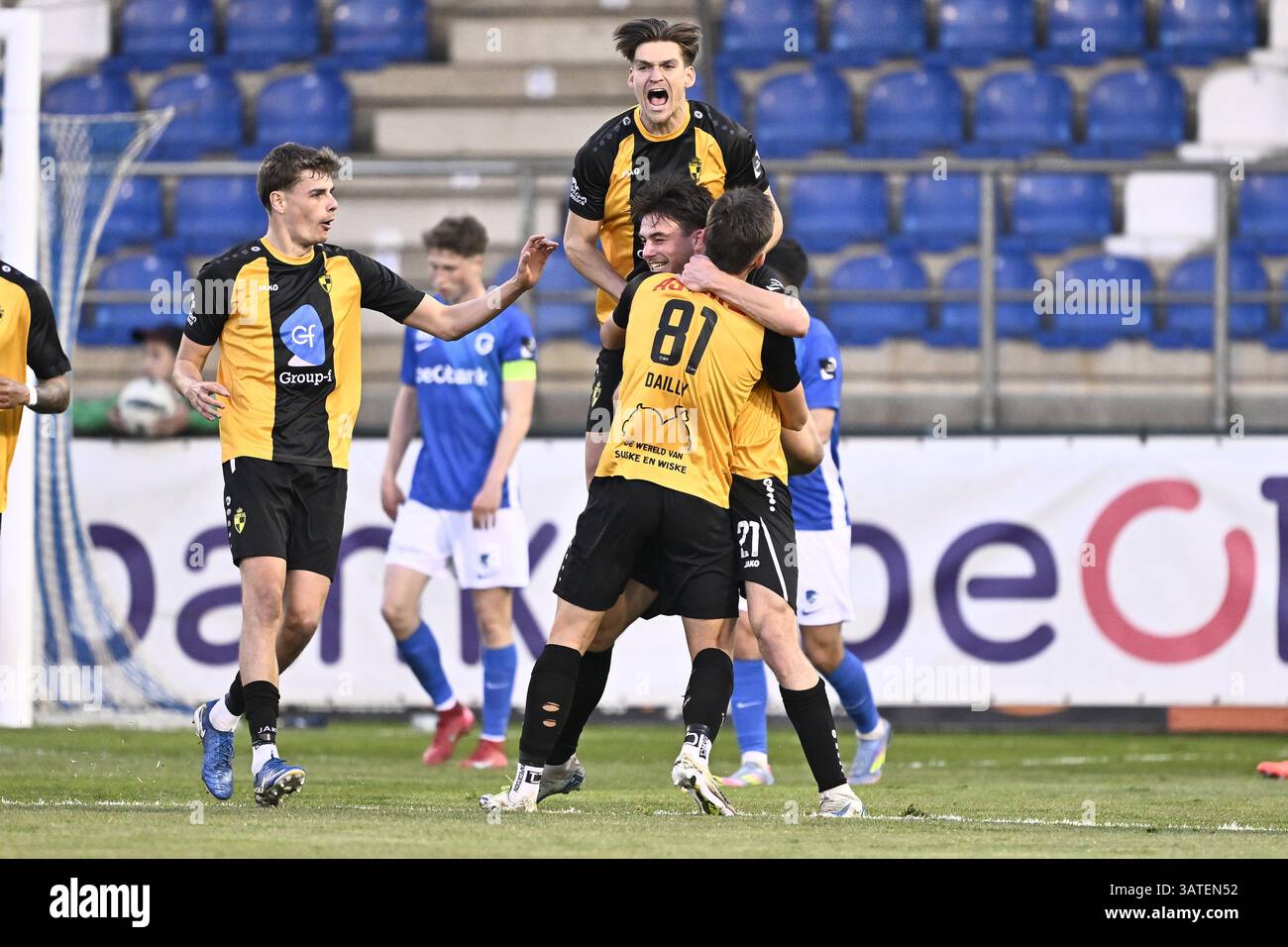Lierse's Luc Marijnissen, Lierse's Bo De Kerf and Lierse's Niklo Dailly ...