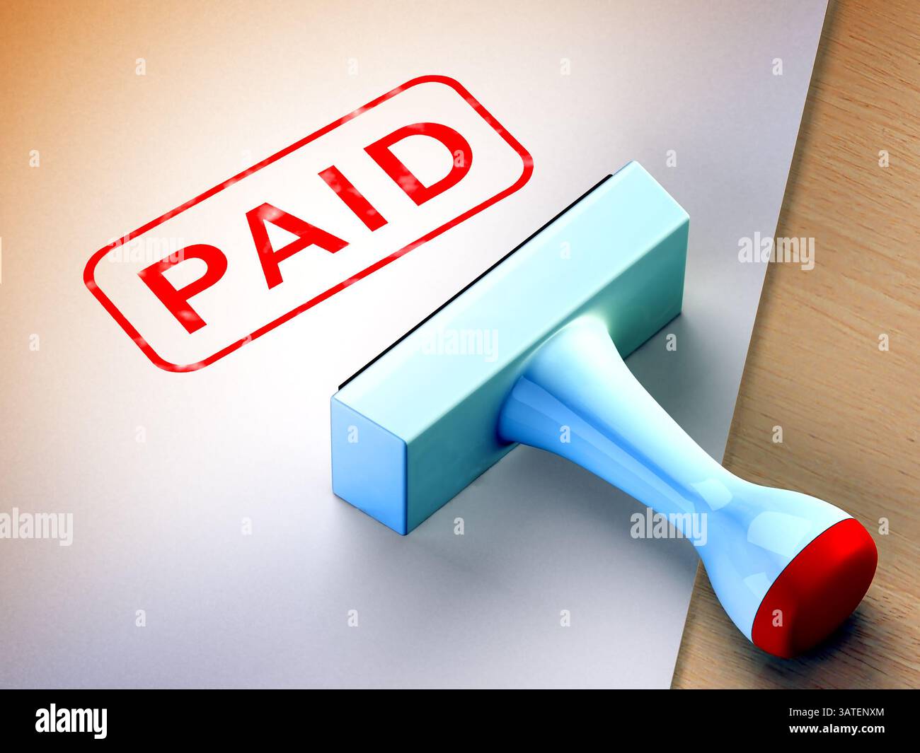 Paid stamp on paper documents. Digital illustration Stock Photo - Alamy