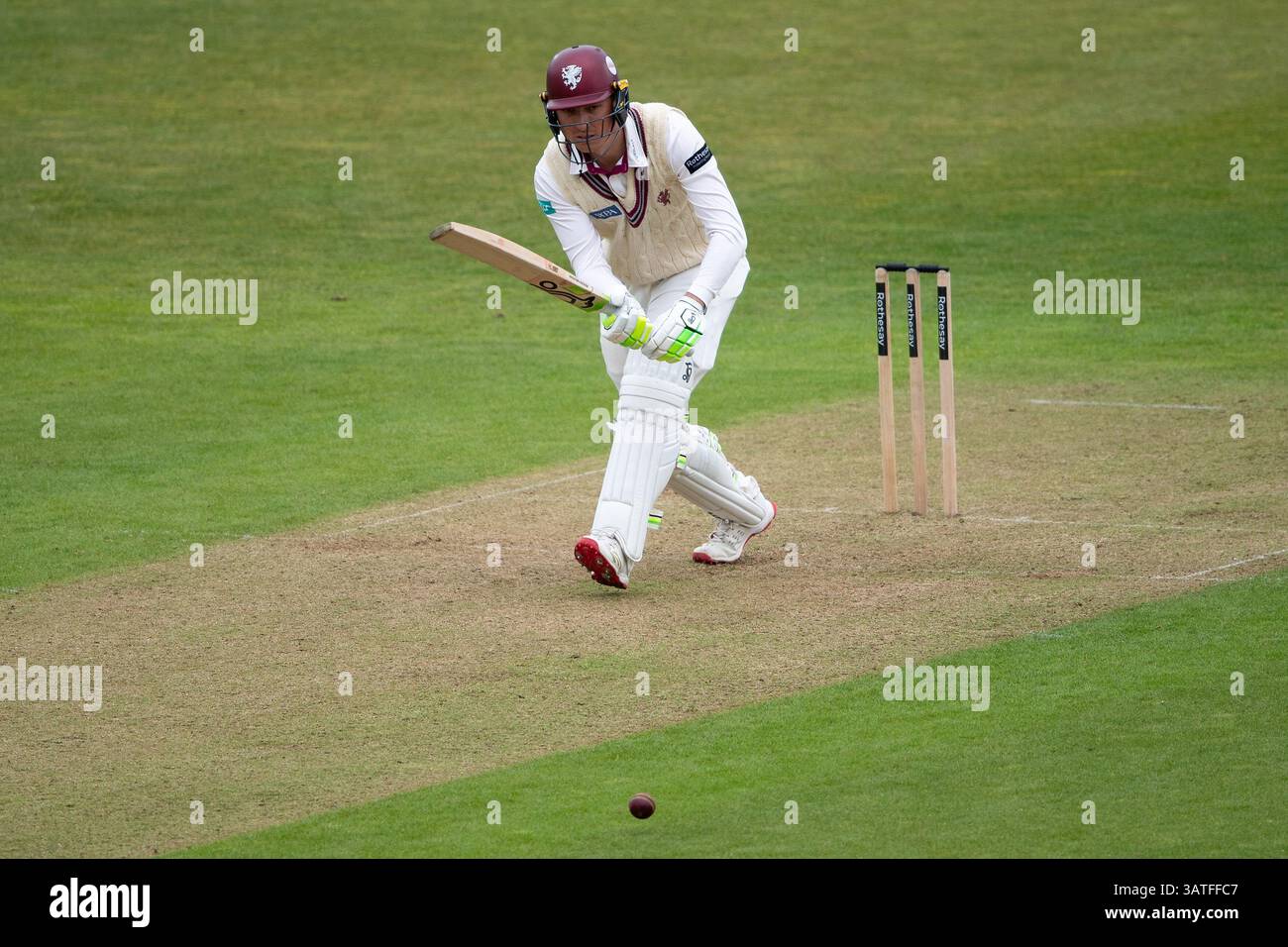 Southampton, UK, 18 April 2025. Tom Banton of Somerset batting during ...
