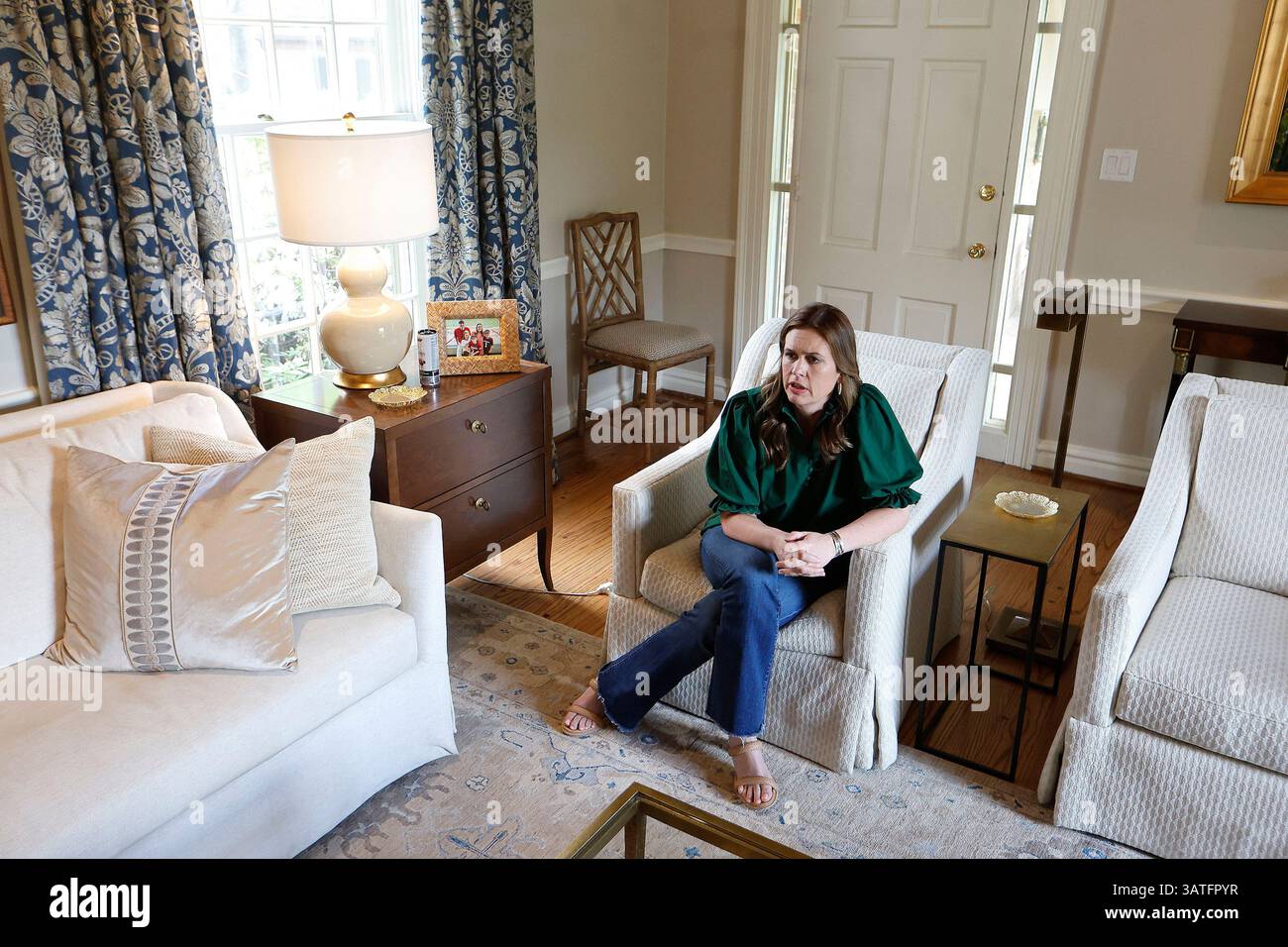 Gov. Sarah Huckabee Sanders speaks during an interview at the governor ...