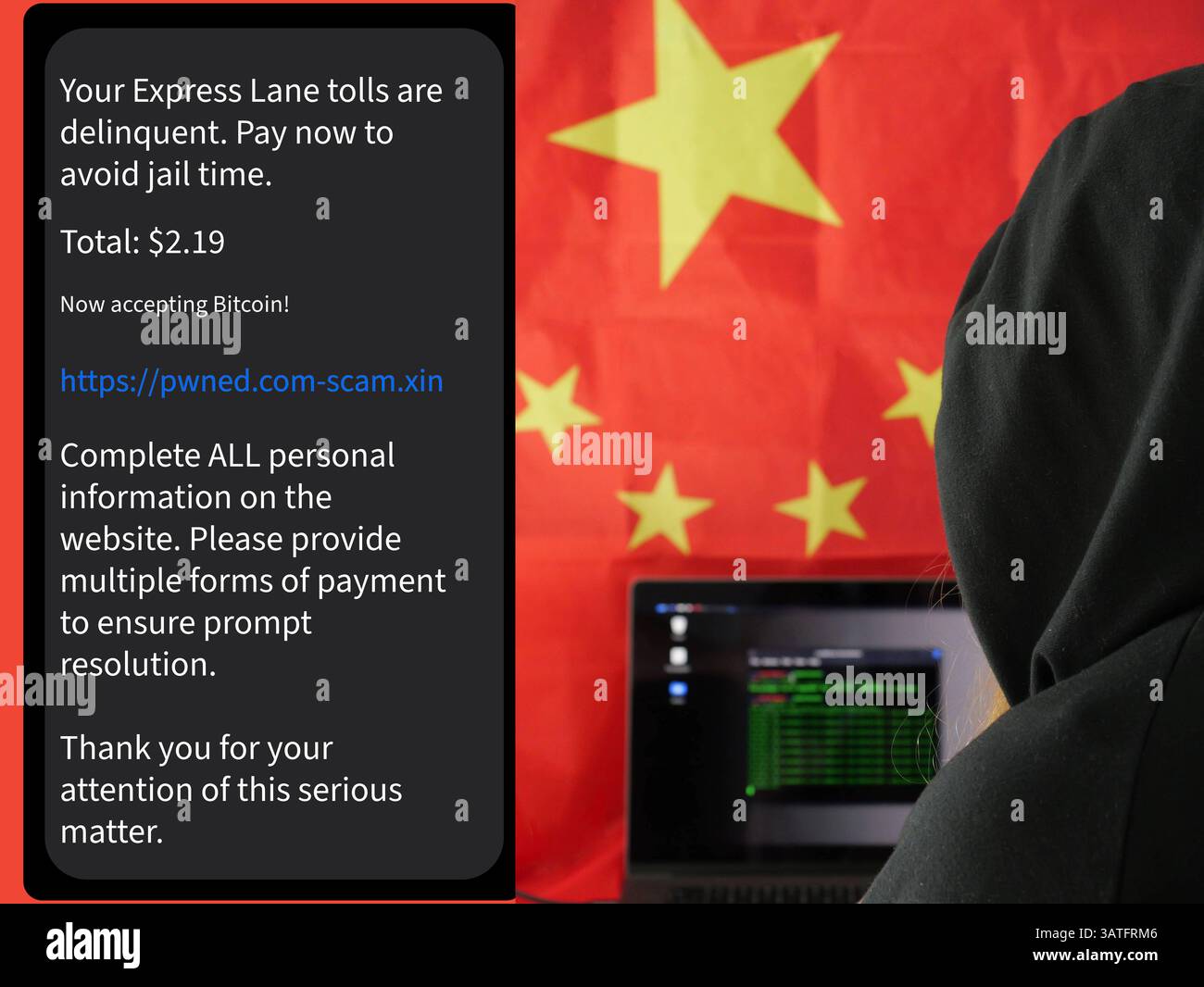 Chinese Hacker Toll Scam Phishing Smishing Attempt Concept Stock Photo ...