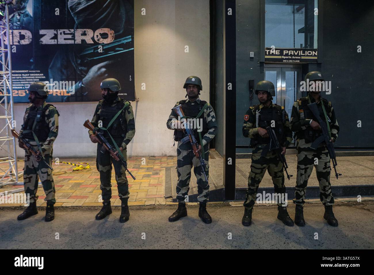 Indian Border Security Force (BSF) soldiers stand guard during the ...