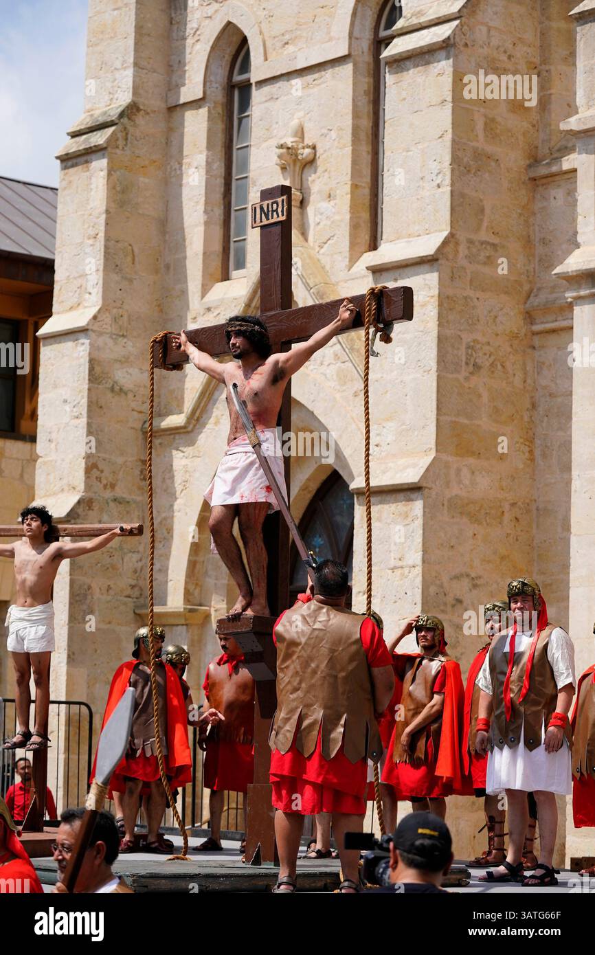 Re-Enactors perform the Good Friday tradition of the Passion of the ...