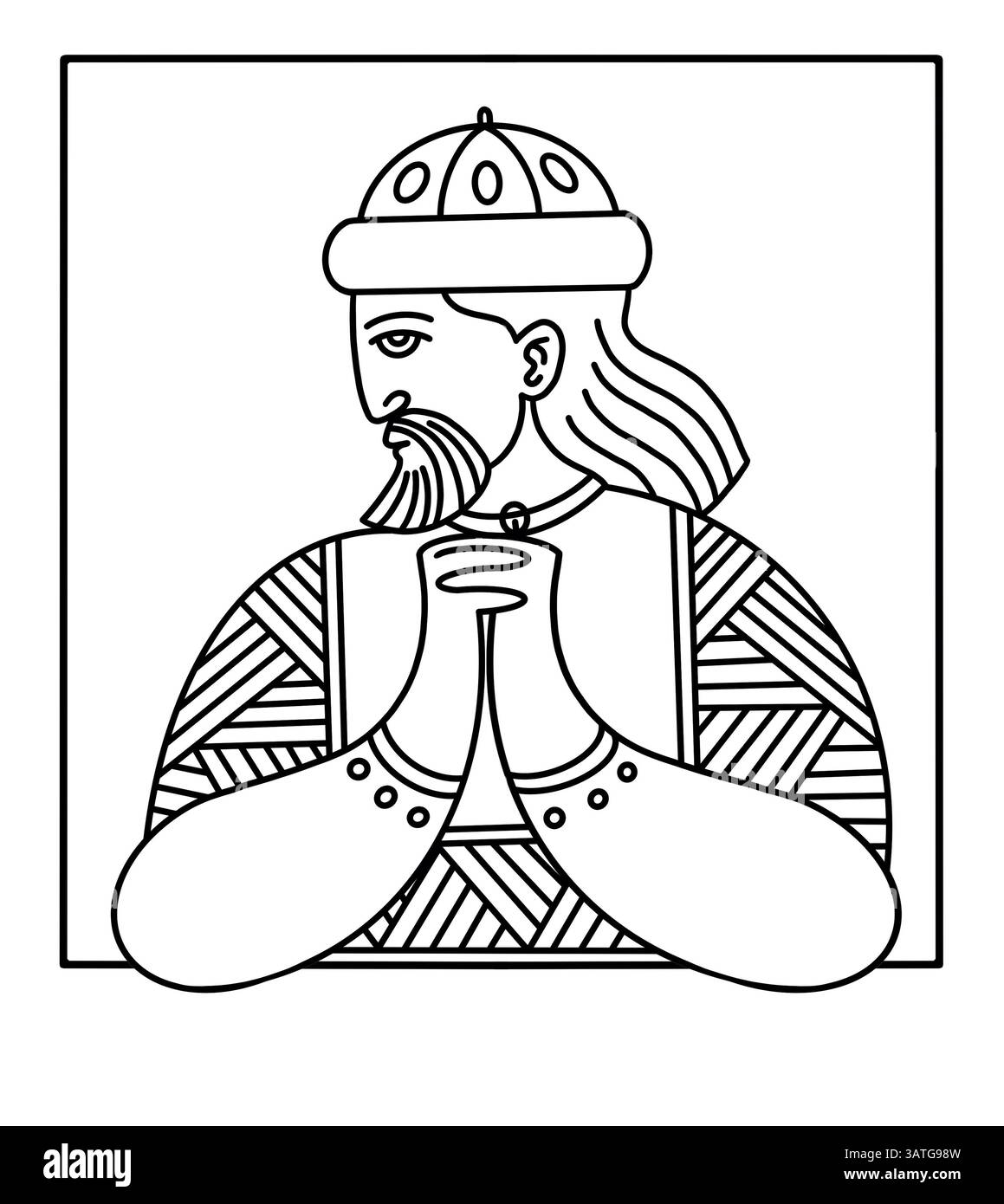 Stylized Line Art Portrait of Vladimir Monomakh Stock Photo - Alamy