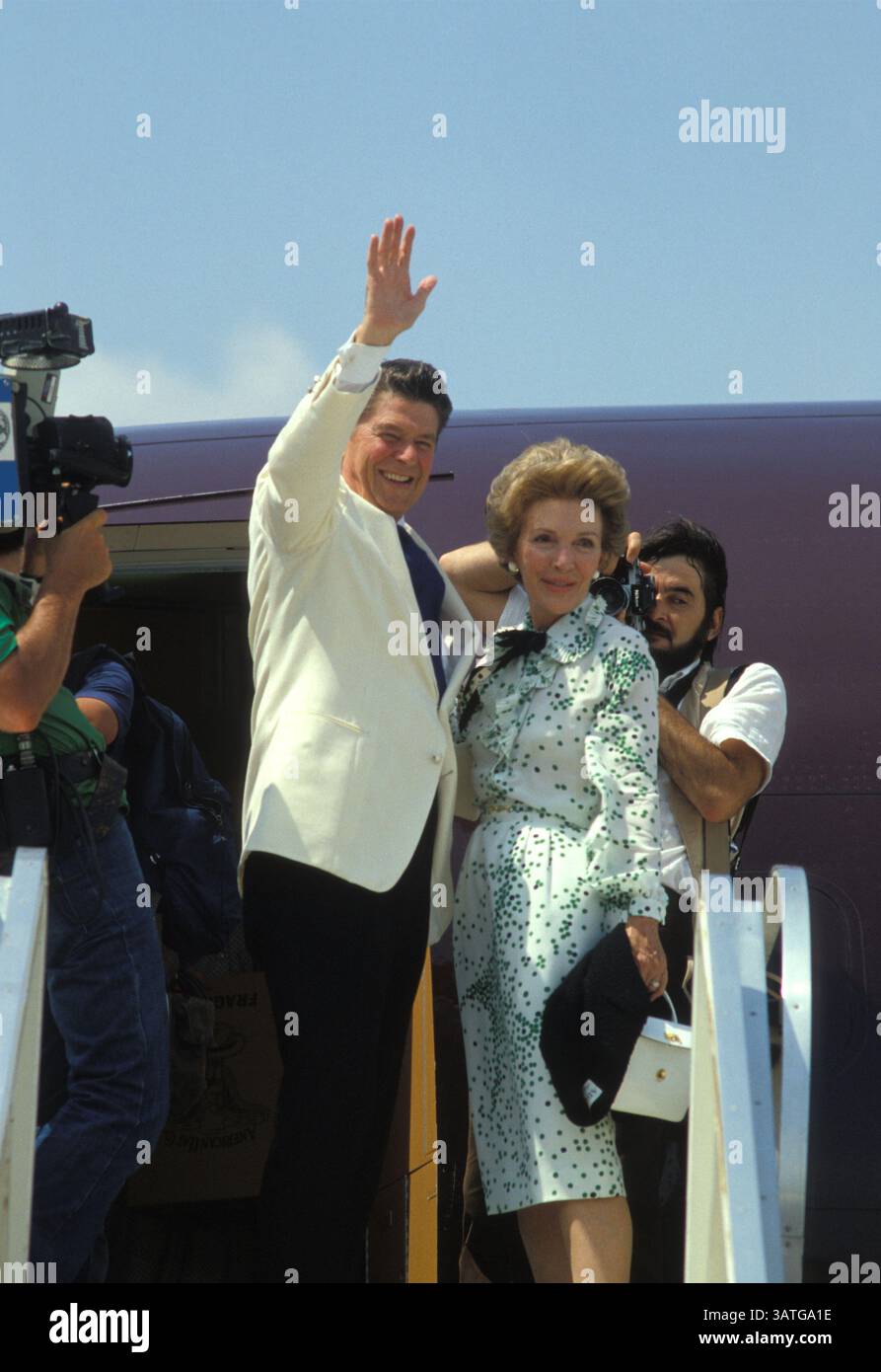 Circa 1984: US President RONALD WILSON REAGAN with his wife First lady ...