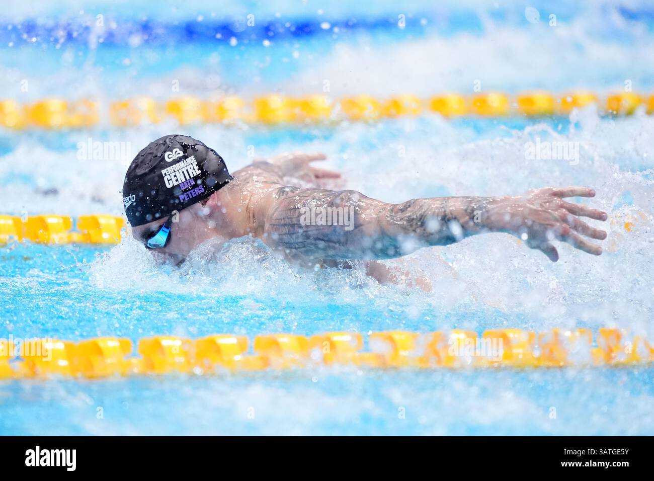 Jacob Peters during the Men's 100m Butterfly on day four of the ...