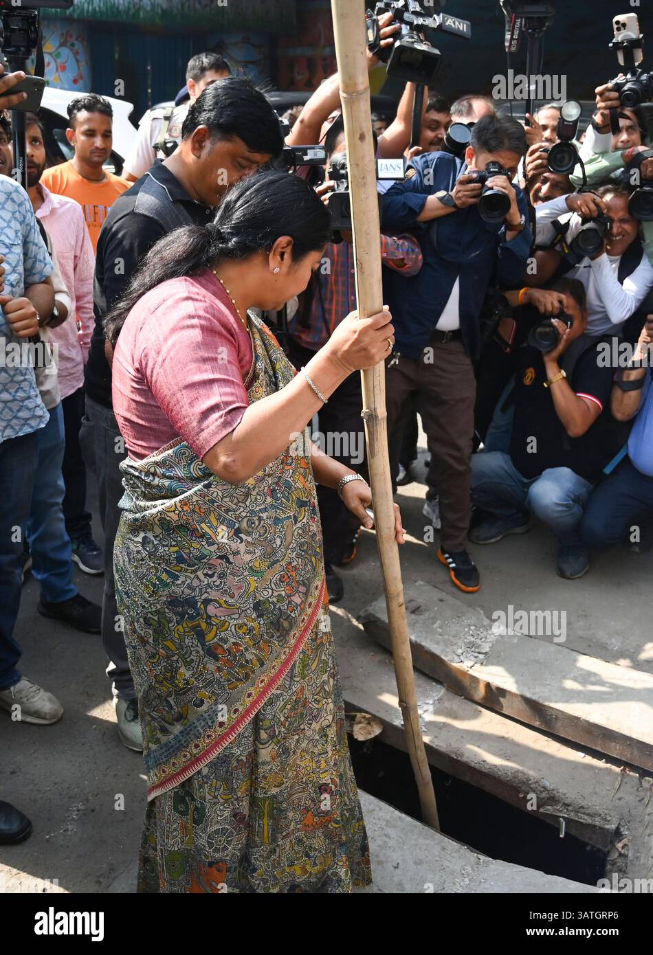 NEW DELHI, INDIA - APRIL 18: Delhi Chief Minister Rekha Gupta along with Delhi PWD Minister ...