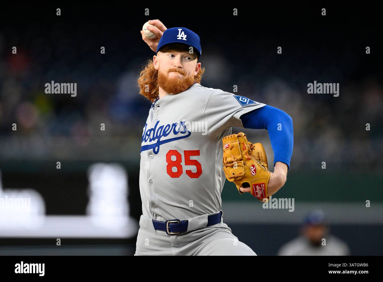 Los Angeles Dodgers starting pitcher Dustin May (85) in action during a ...