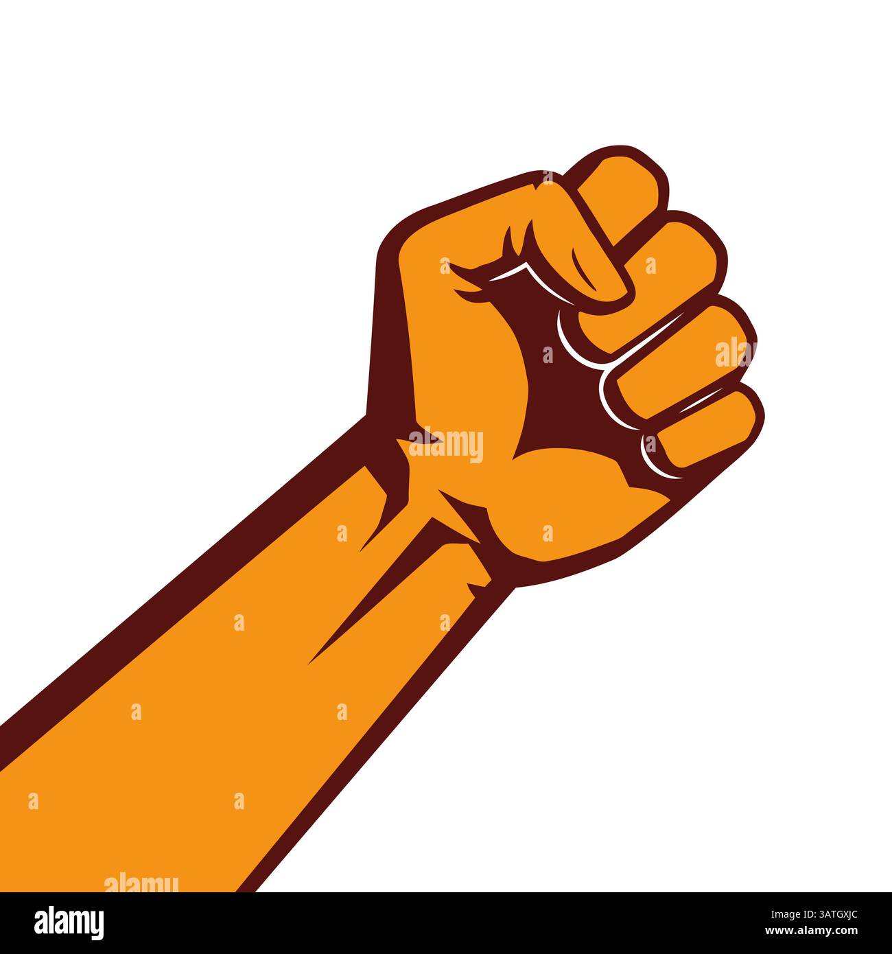 Raised fist icon. Fist raised upward, isolated on white background ...