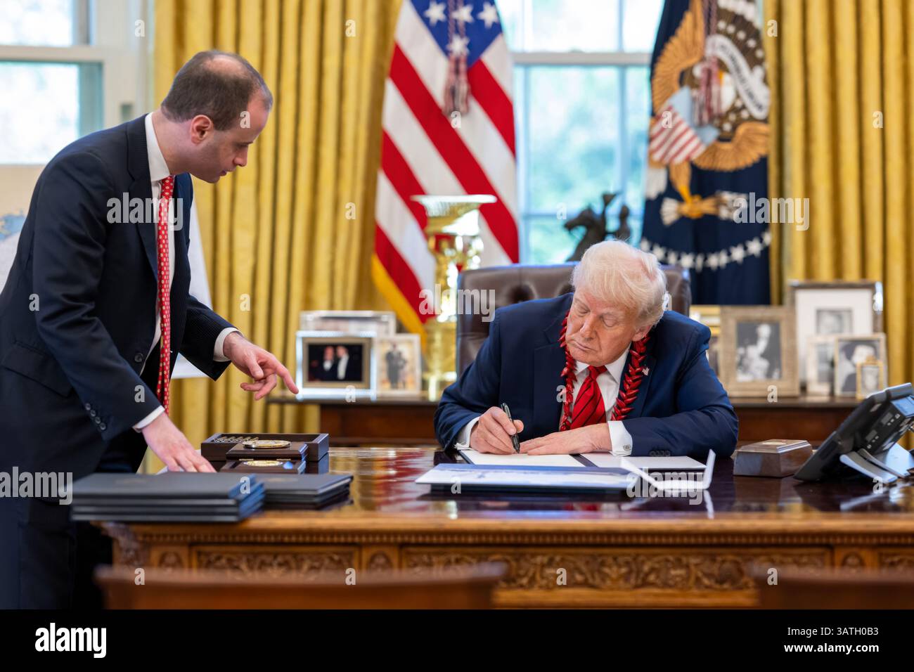 Will Scharf hands President Donald Trump Executive Orders for signing ...