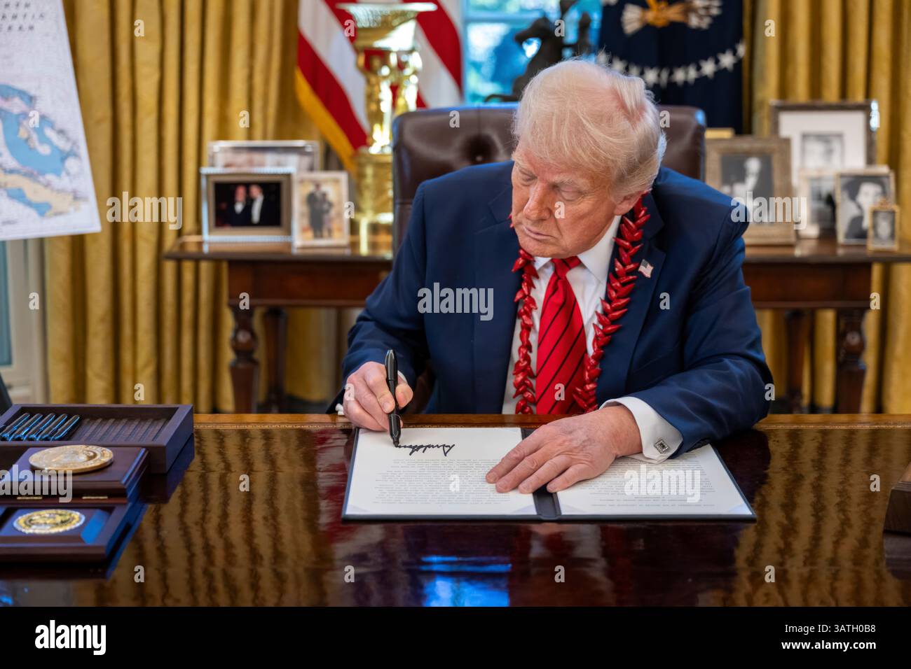 Will Scharf hands President Donald Trump Executive Orders for signing ...