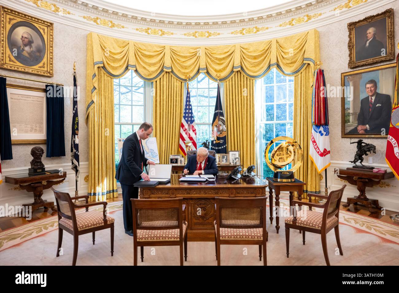 Will Scharf hands President Donald Trump Executive Orders for signing ...