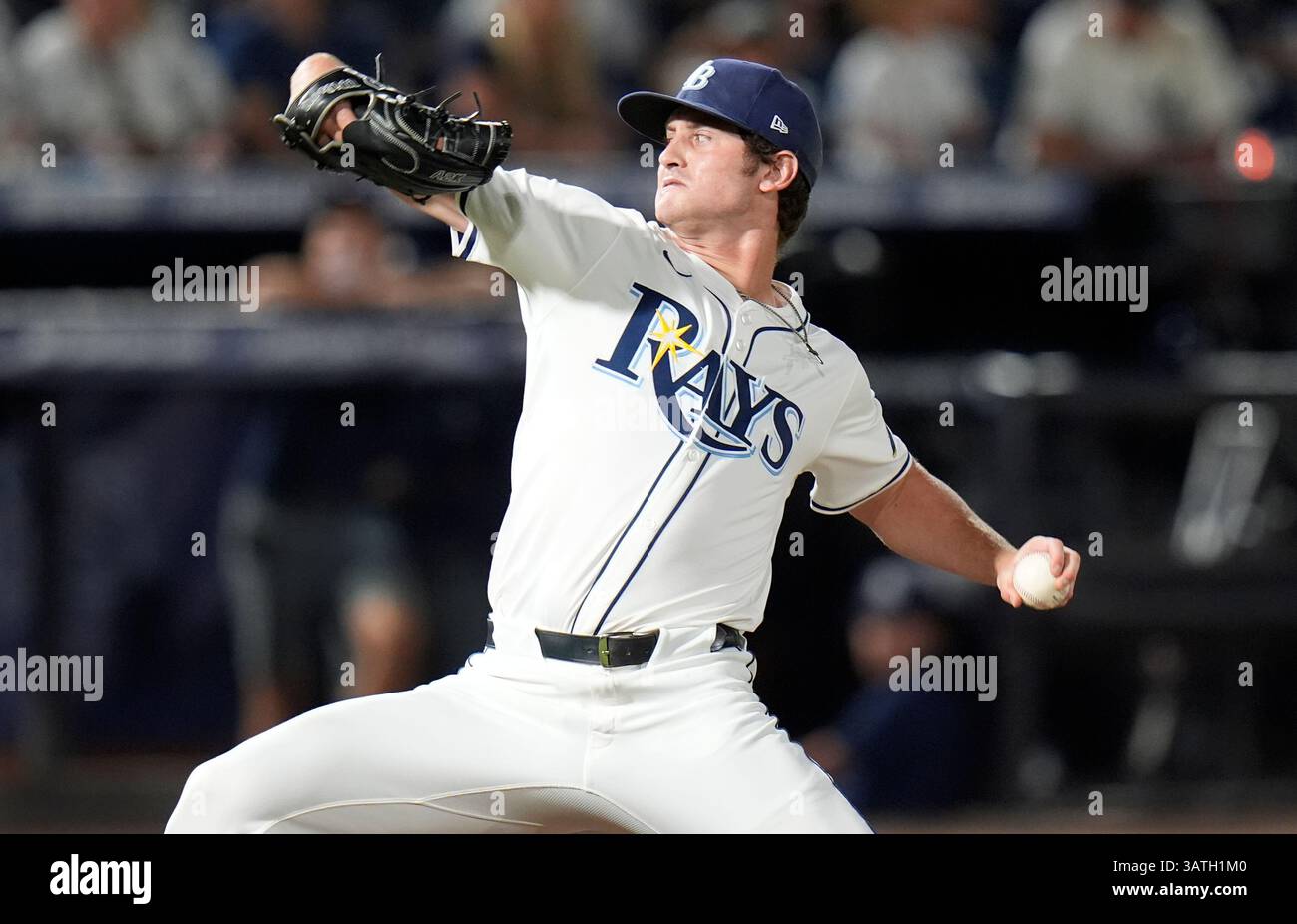 Tampa Bay Rays pitcher Mason Montgomery against the New York Yankees ...