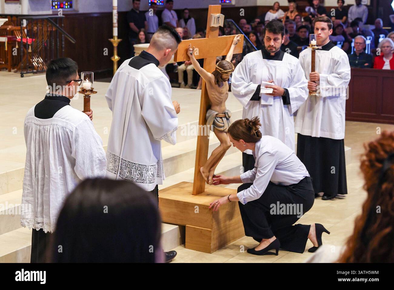 On Good Friday, at the Co-Cathedral of St. Thomas More, Catholics ...