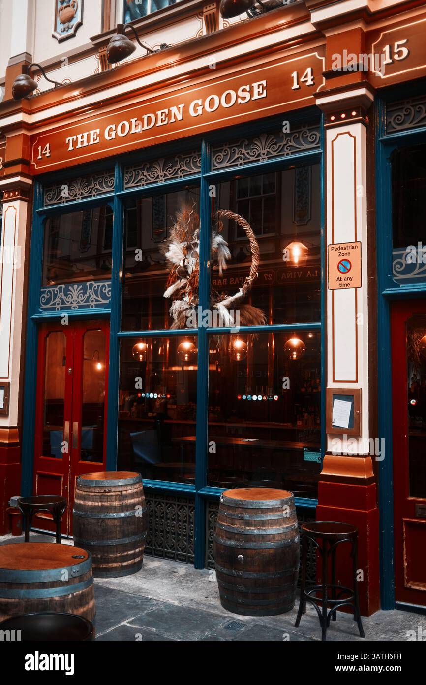 London, UK - September 28, 2024: Street view of The Golden Goose pub in ...