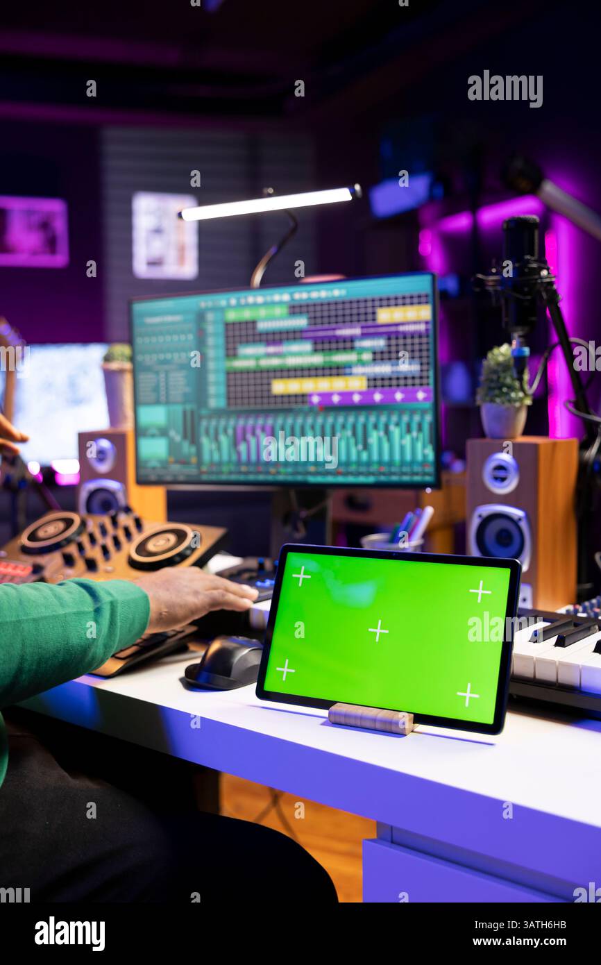 Producer songwriter mixing and mastering tracks with stereo gear ...