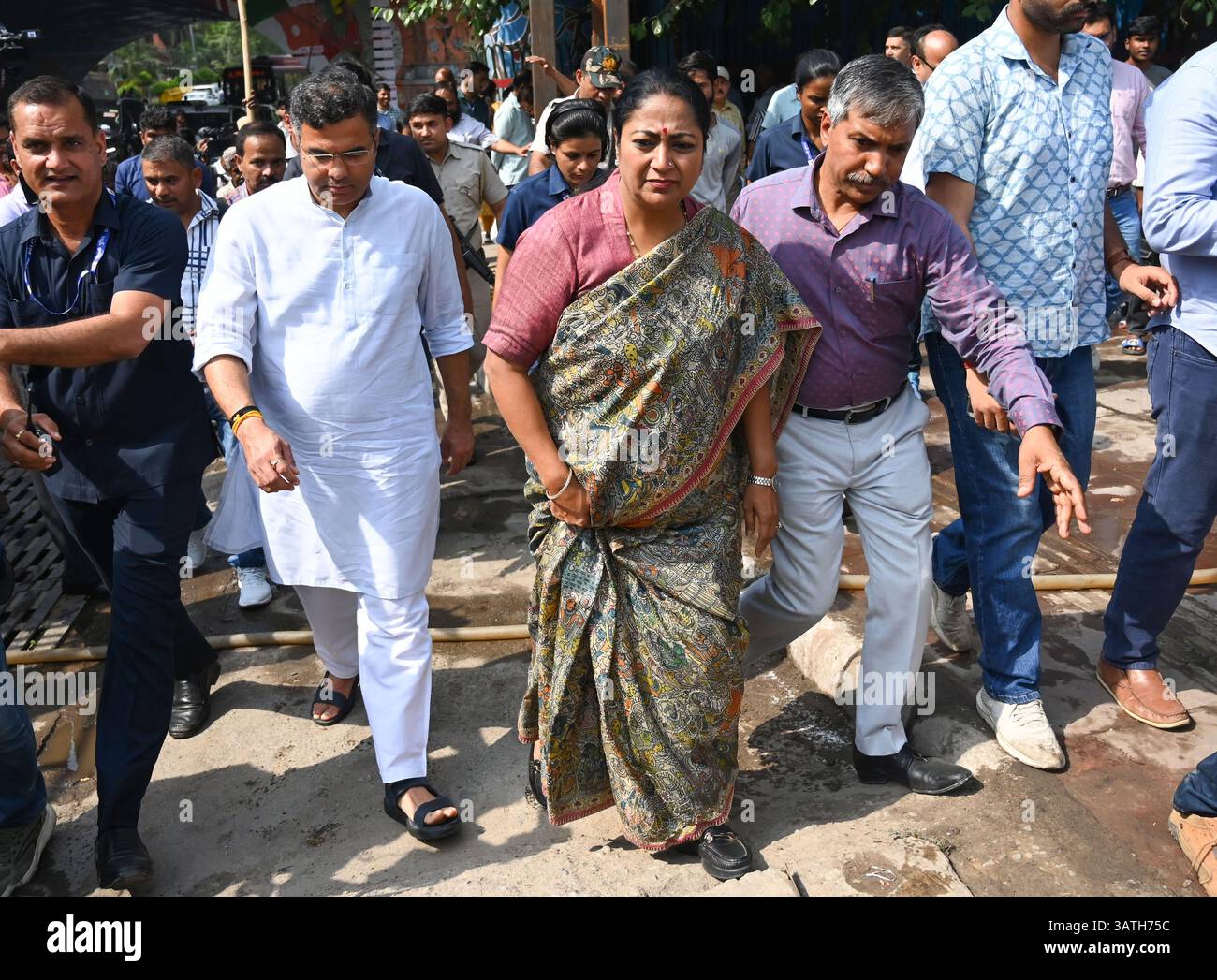 NEW DELHI, INDIA - APRIL 18: Delhi Chief Minister Rekha Gupta along with Delhi PWD Minister ...