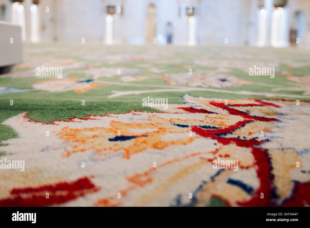 View of Sheikh Zayed Grand Mosque in Abu Dhabi. Inside mosque with ...