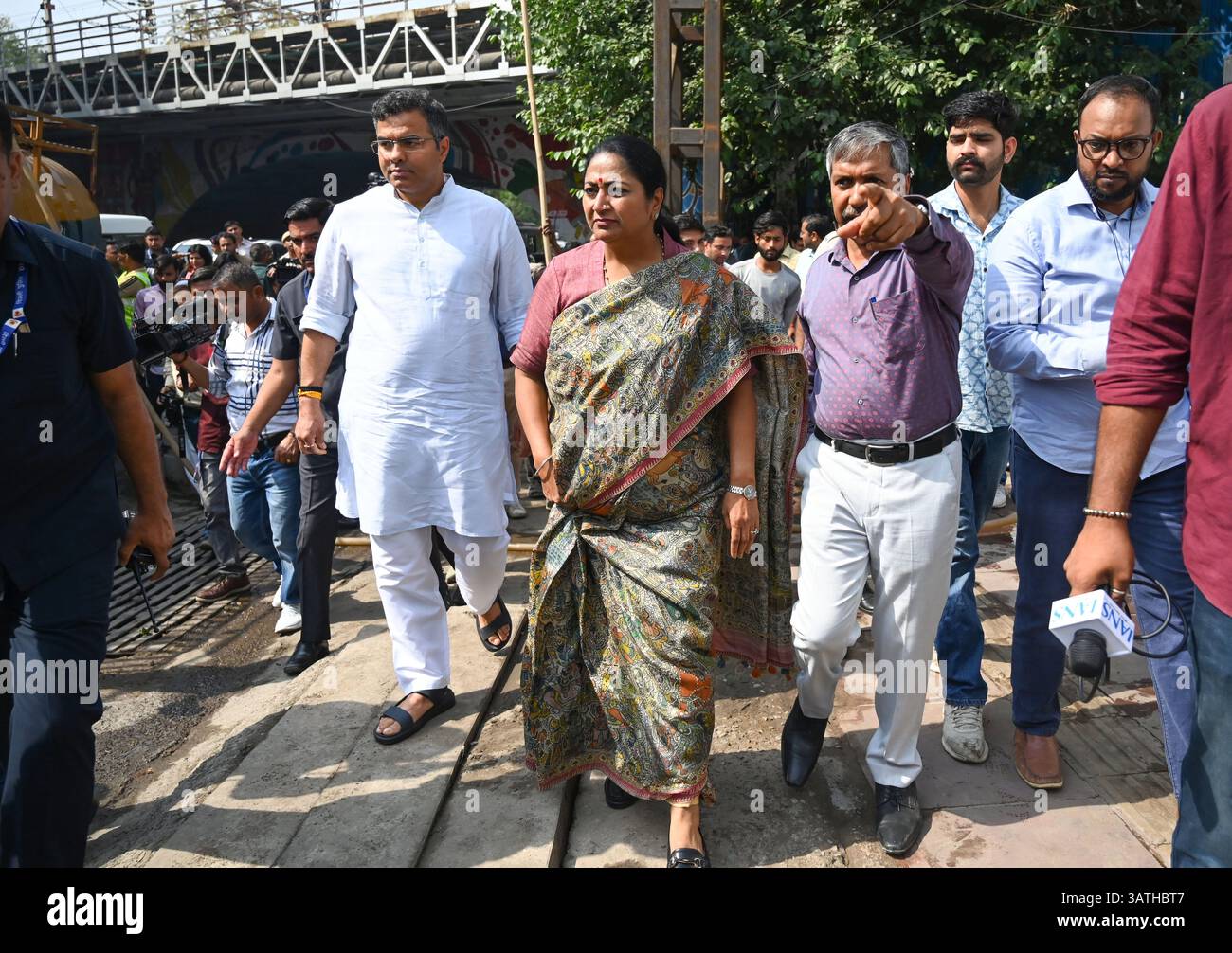 NEW DELHI, INDIA - APRIL 18: Delhi Chief Minister Rekha Gupta along with Delhi PWD Minister ...