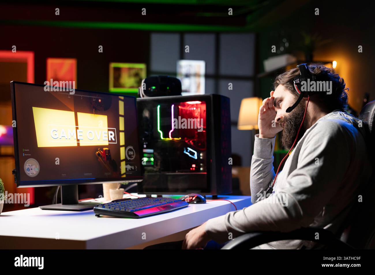 Sad person feeling upset after losing internet competitive multiplayer ...