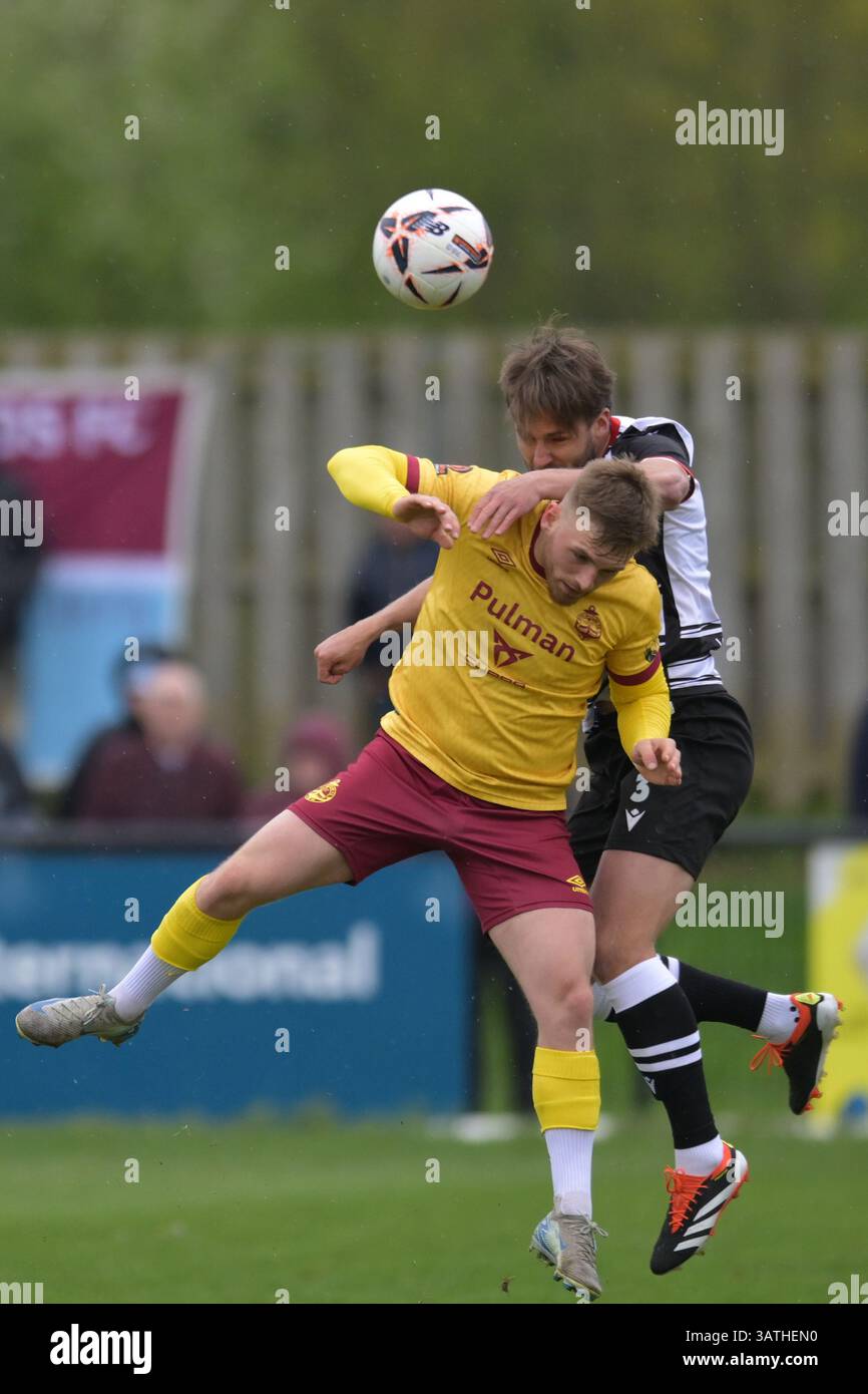 Darlington Fc Scott Barrow wins the header during the Vanarama National ...