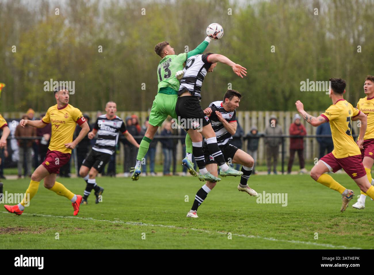 South Shiels Kyle Seymour punches the ball clear during the Vanarama ...