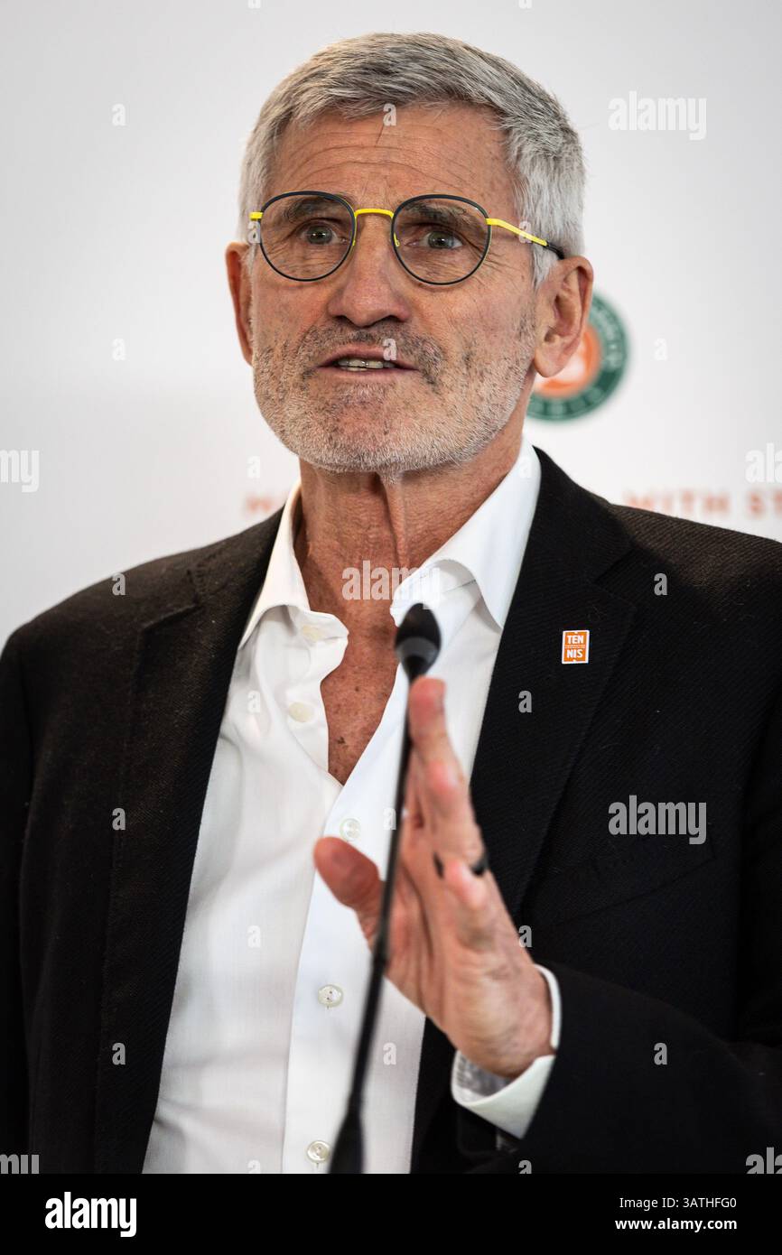 President of French Federation of Tennis (FFT) Gilles MORETTON during ...