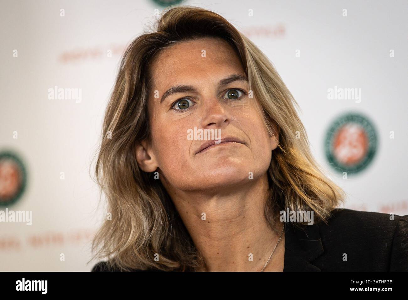 French Open Director Amelie MAURESMO during the pre-tournament press ...