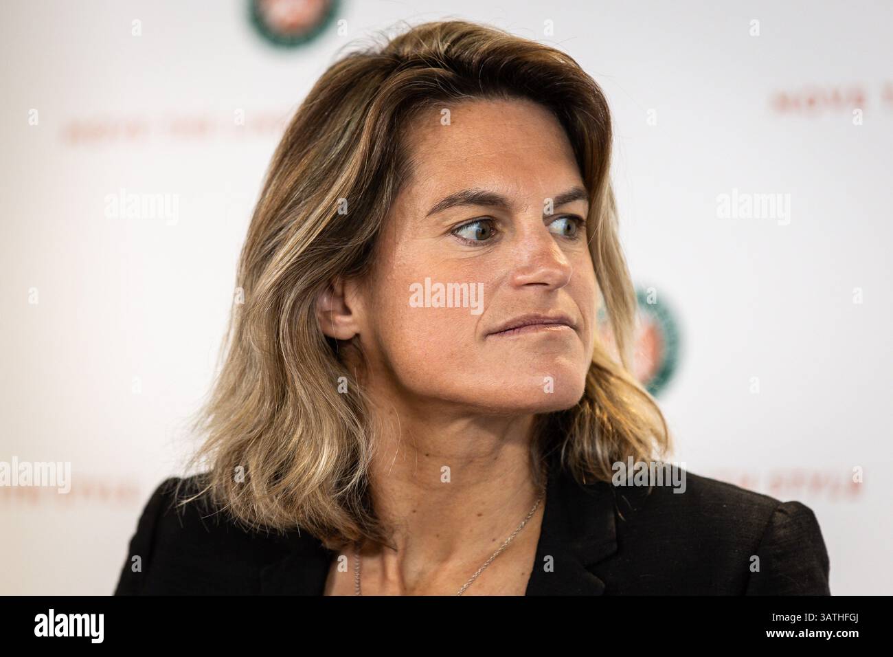 French Open Director Amelie MAURESMO during the pre-tournament press ...