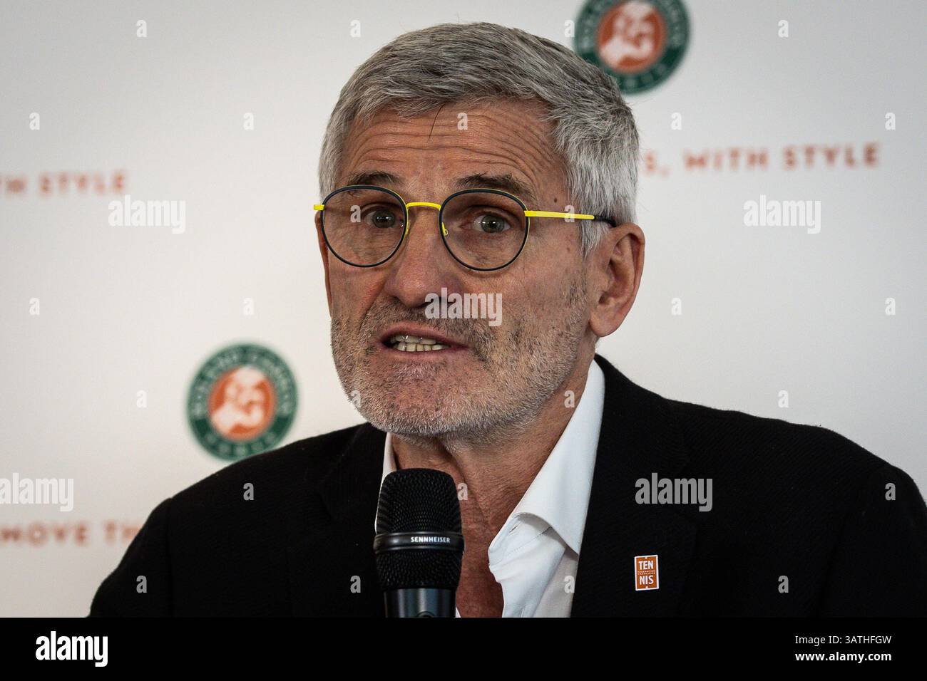 President of French Federation of Tennis (FFT) Gilles MORETTON during ...