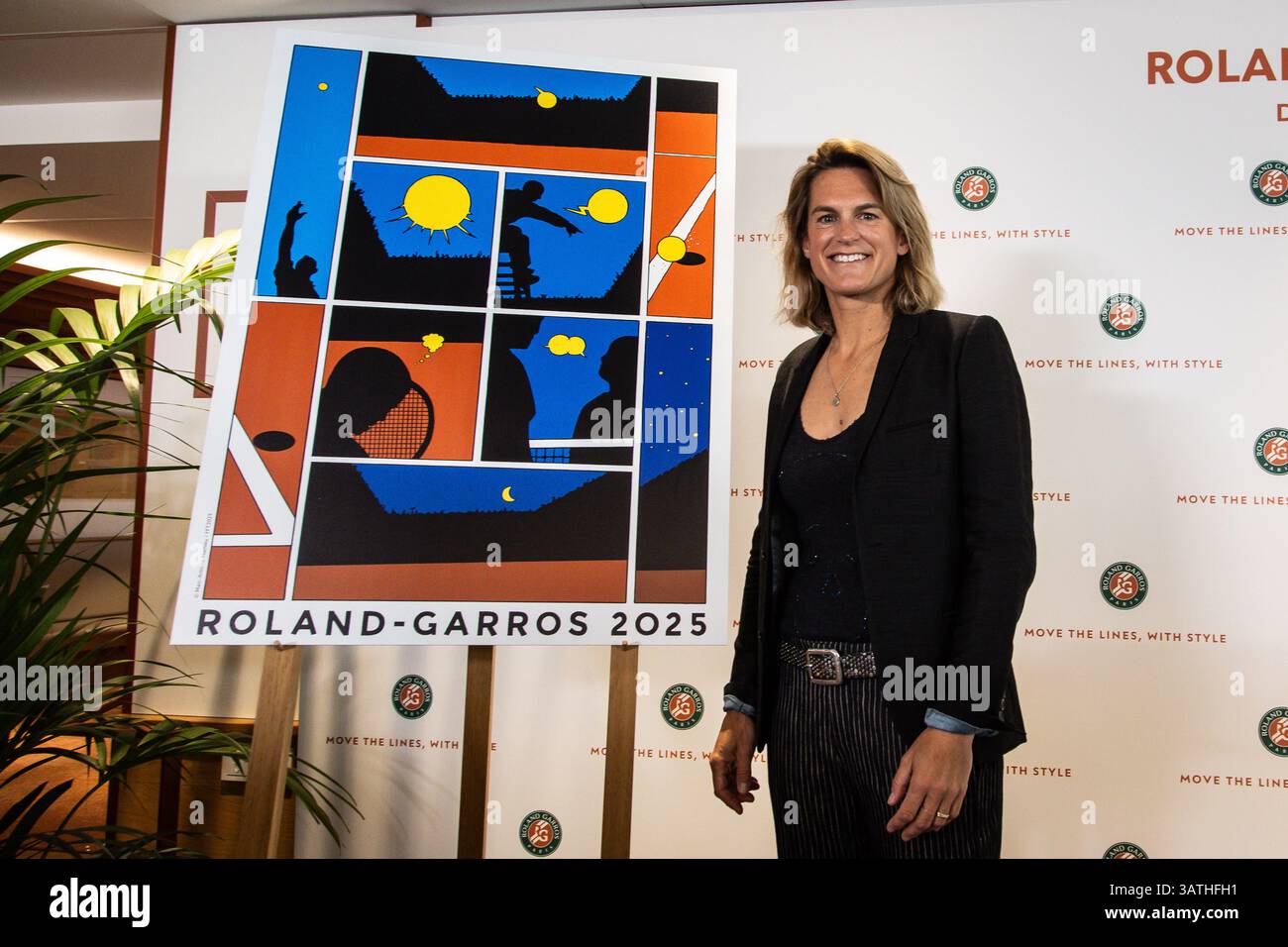 French Open Director Amelie MAURESMO poses in front of the Roland ...