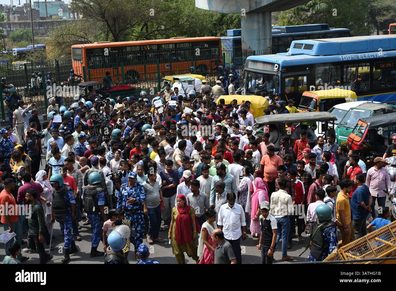 NEW DELHI, INDIA - APRIL 18: Local people protest at GT Road Seelampur ...