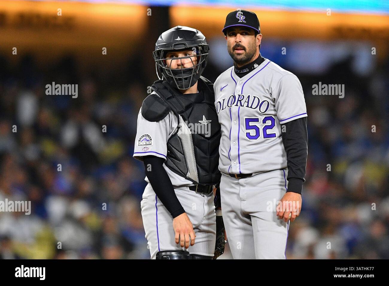 LOS ANGELES, CA - APRIL 16: Colorado Rockies pitcher Scott Alexander ...