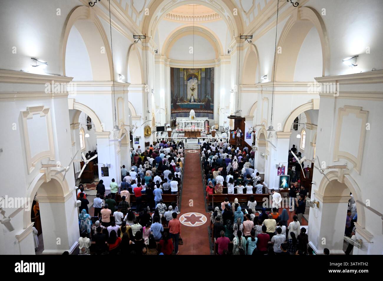New Delhi, India. 18th Apr, 2025. NEW DELHI, INDIA - APRIL 18: Christians people attend a mass ...