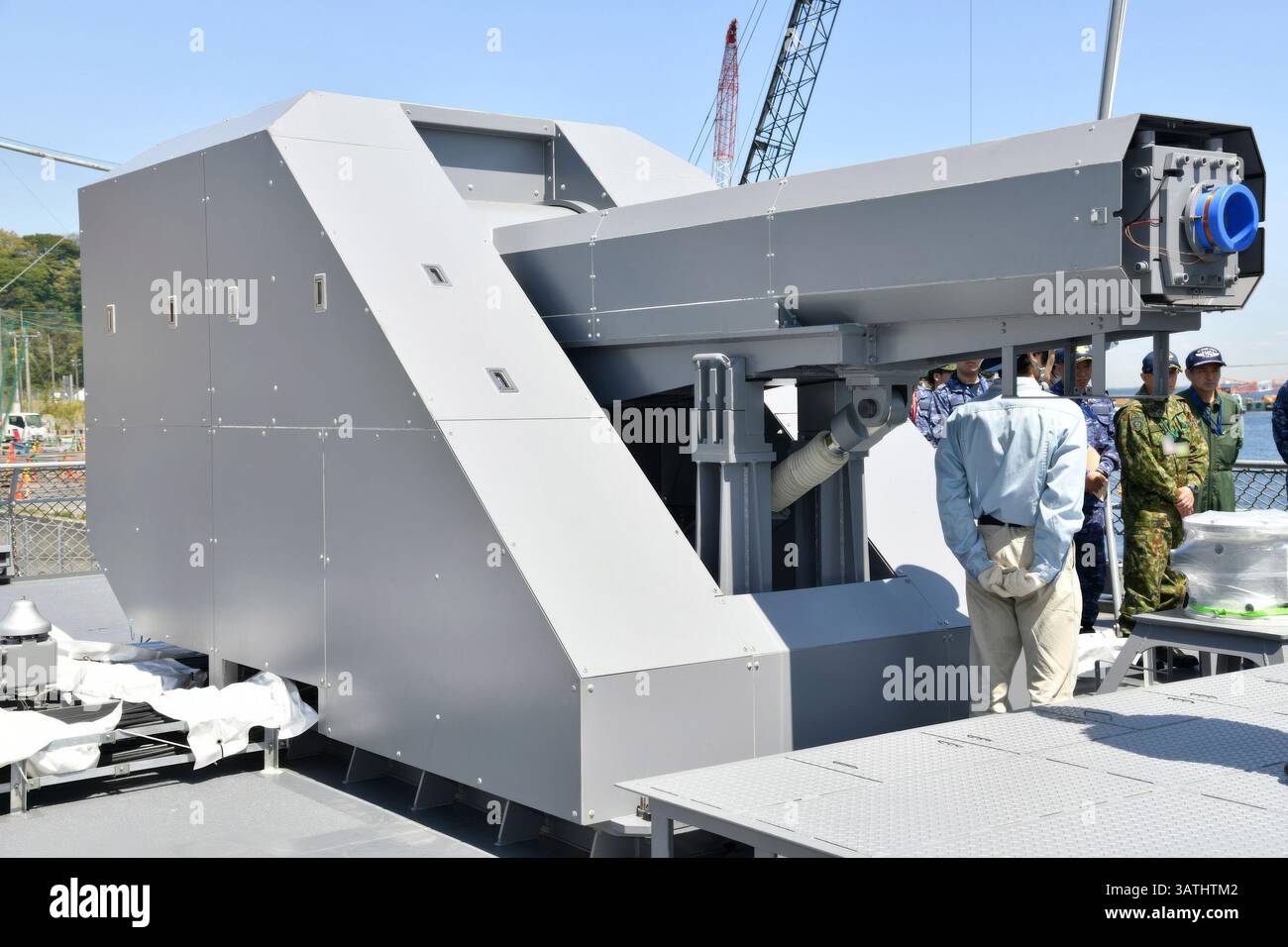 A new turret mounted electromagnetic railgun is mounted on the deck of ...