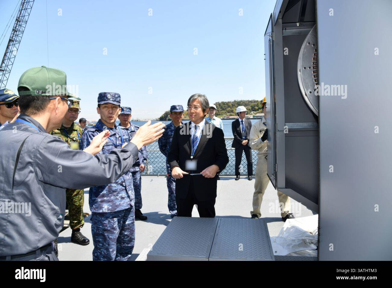 A new turret mounted electromagnetic railgun is mounted on the deck of ...