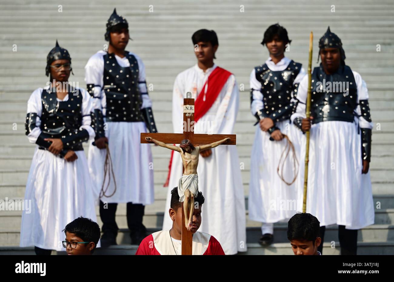LUCKNOW, INDIA - APRIL 18: Believers take out the ‘Way of the Cross ...