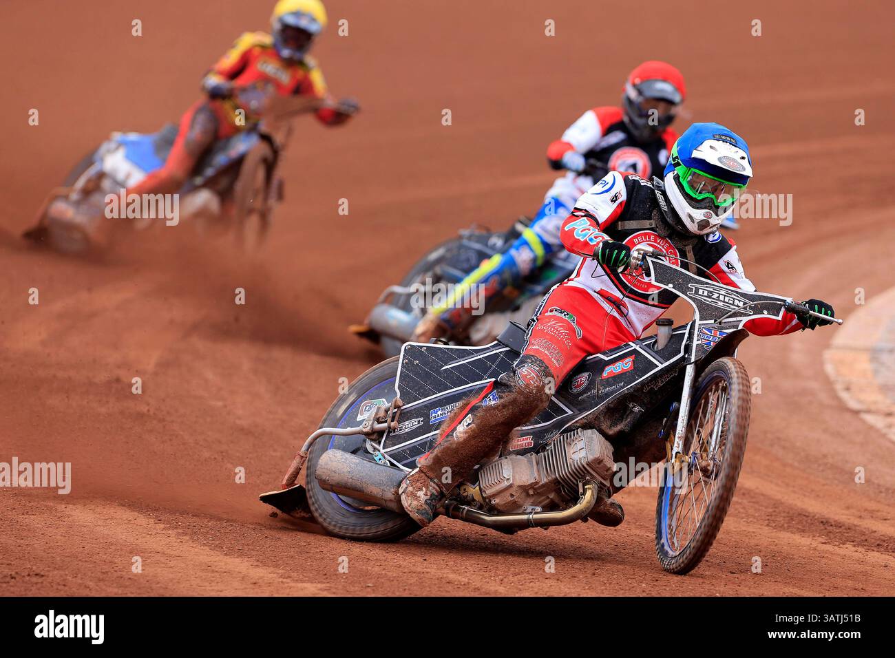 Jack Shimelt of Belle Vue Colts leads Jack Kingston of Belle Vue Colts ...