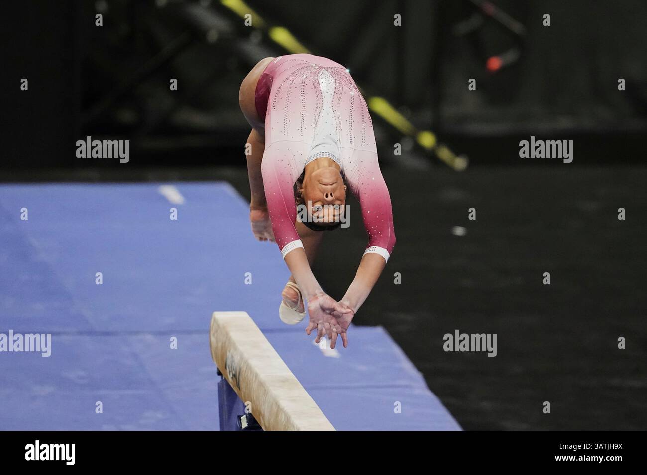 Alabaman's Shania Adams competes on the balance beam during the NCAA ...