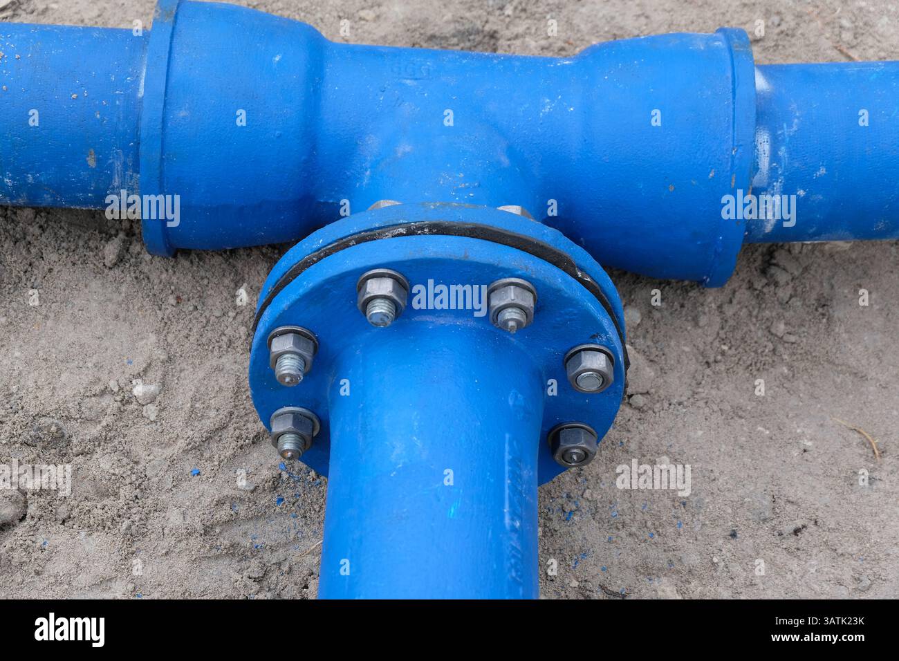 Cast metal pipe connection with flange Stock Photo - Alamy