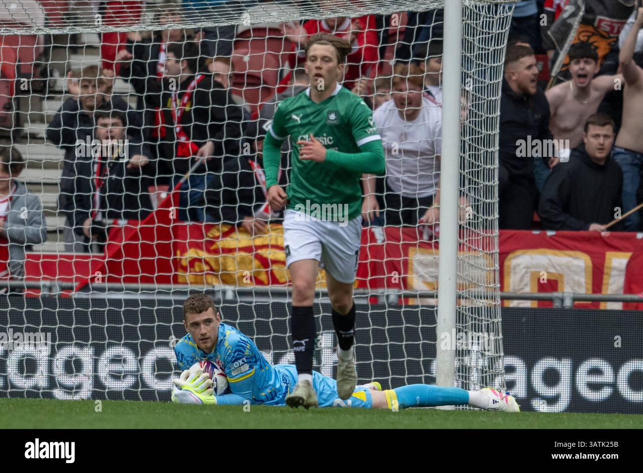 Middlesbrough Goalkeeper Mark Travers holds on to the ball during the ...
