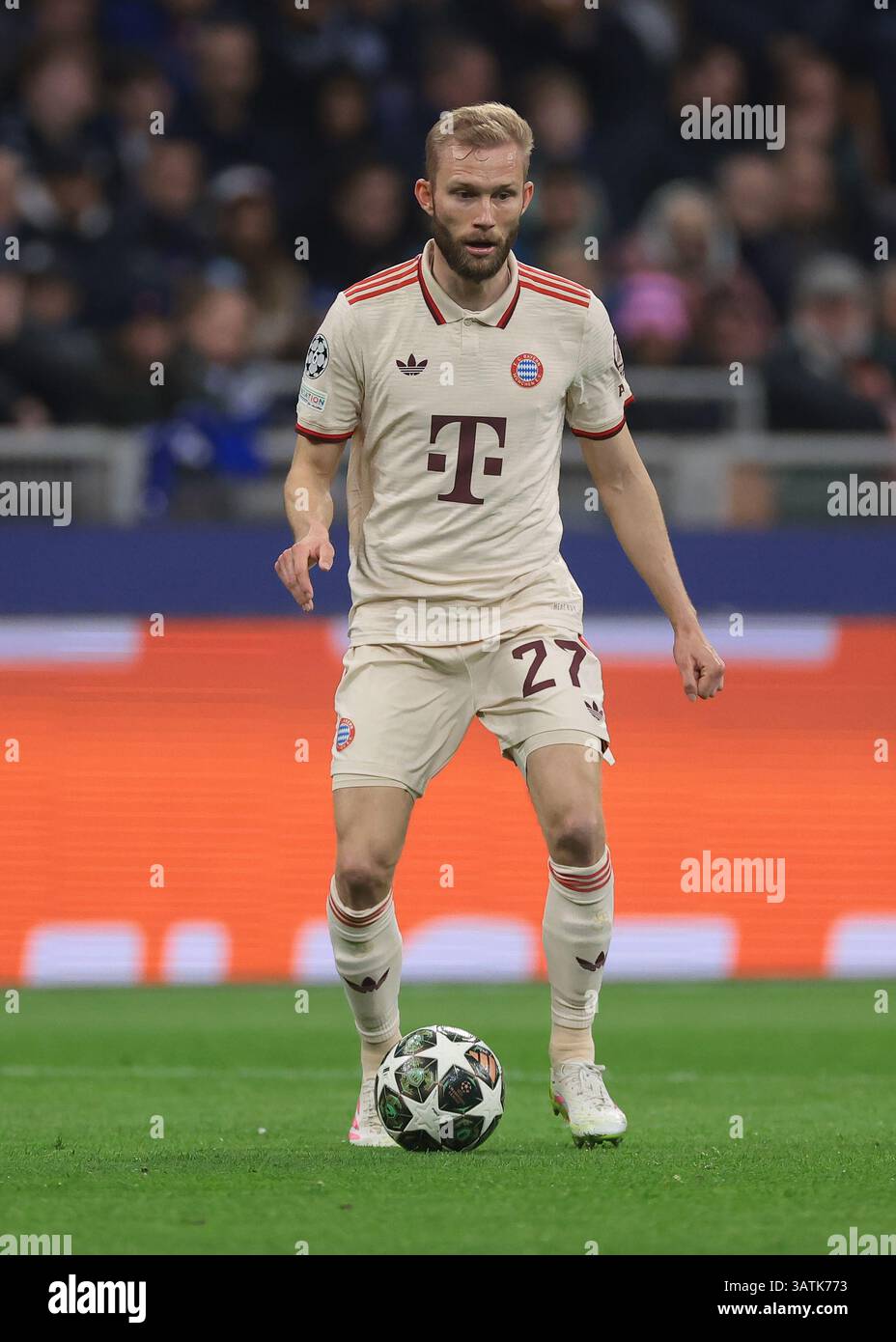 Milan, Italy. 16th Apr, 2025. Konrad Laimer of Bayern Munchen during the Internazionale vs ...