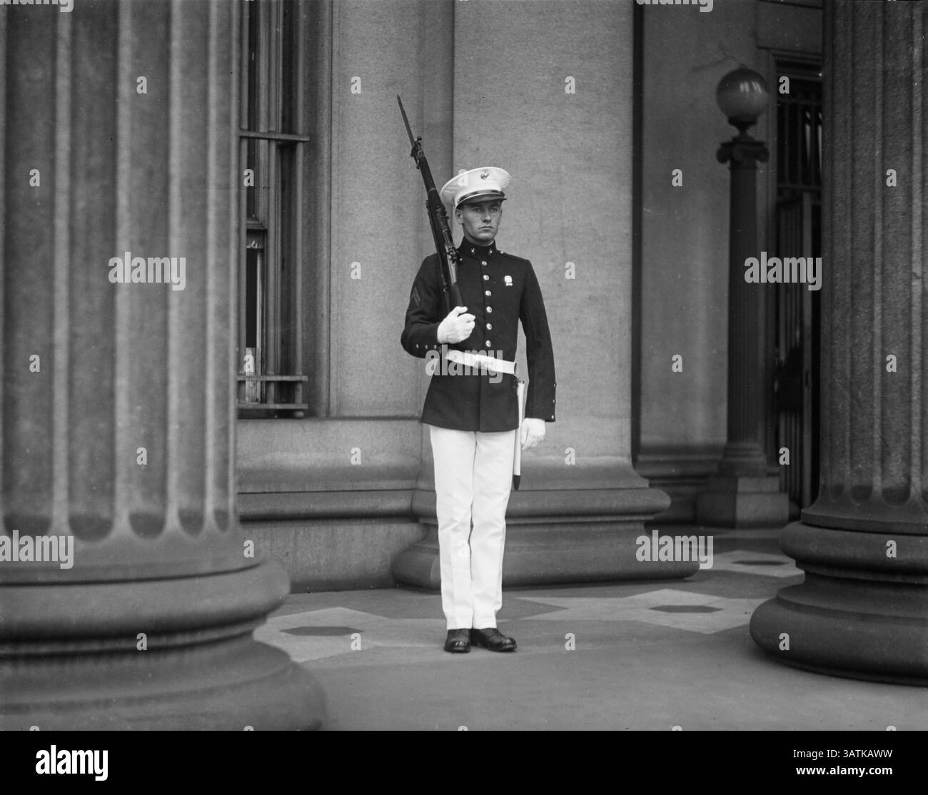 February 9, 2016 - U.S. Marine Standing Guard at U.S. Treasury During ...