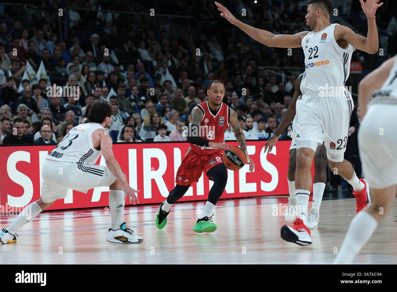 Madrid, Spain. 18th Apr, 2025. Shabazz Napier of Bayern Munich during ...