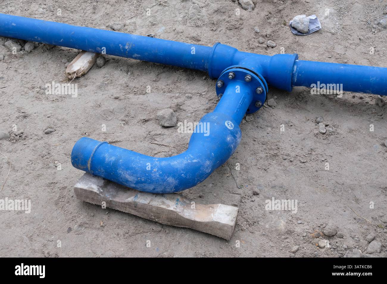 Cast metal pipe connection with flange Stock Photo - Alamy