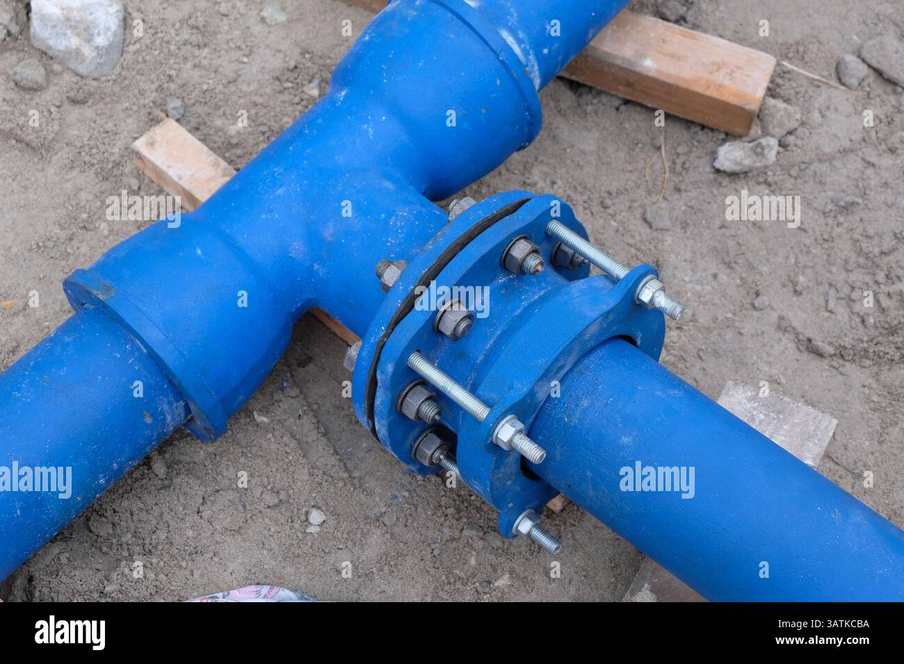 Cast metal pipe connection with flange Stock Photo - Alamy
