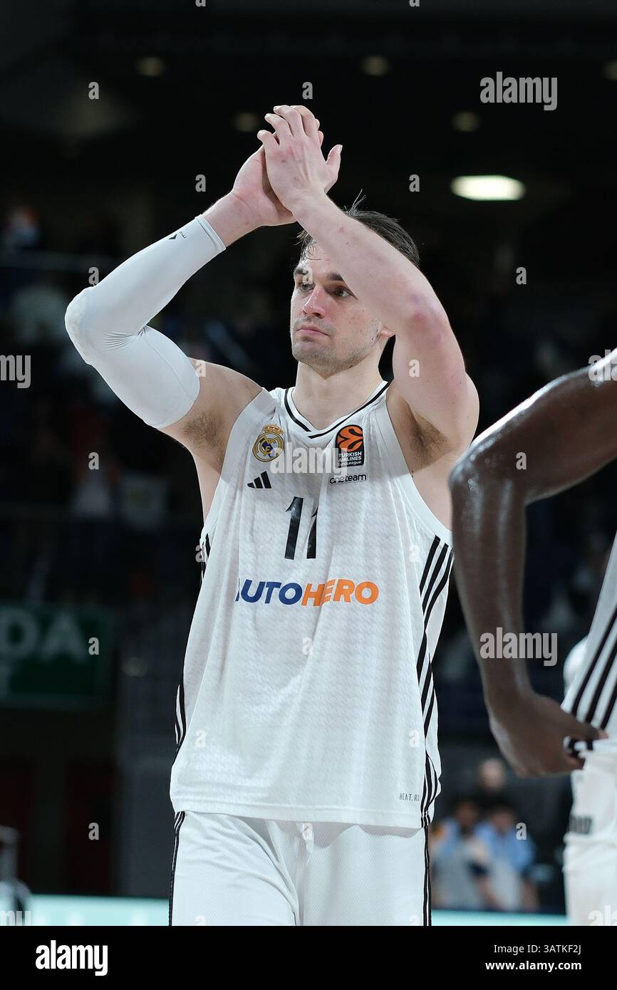Madrid, Spain. 18th Apr, 2025. Mario Hezonja of Real Madrid during the ...