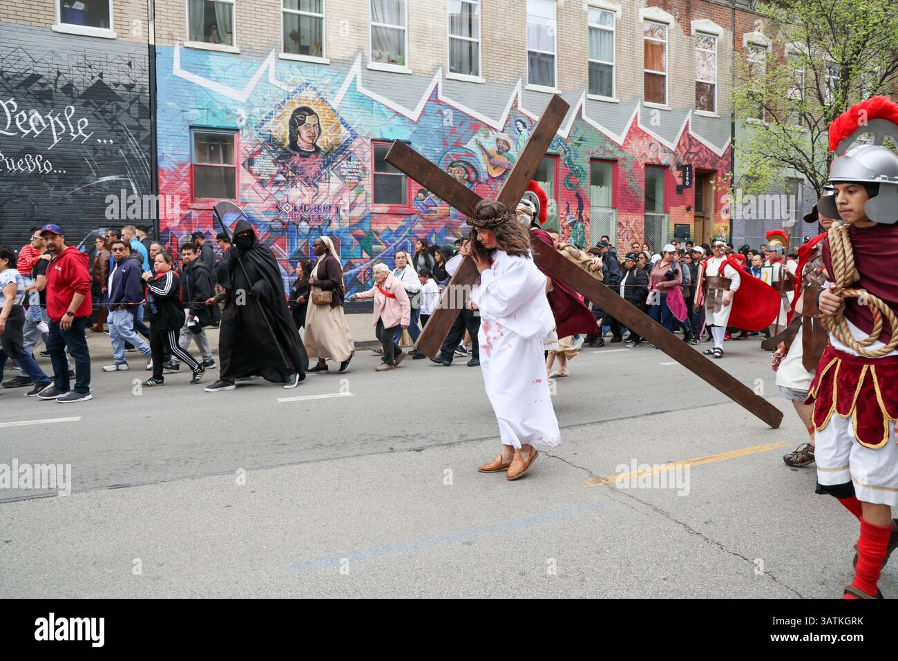 Chicago, USA. 18th Apr, 2025. The 48th Annual Via Crucis - Living Way ...