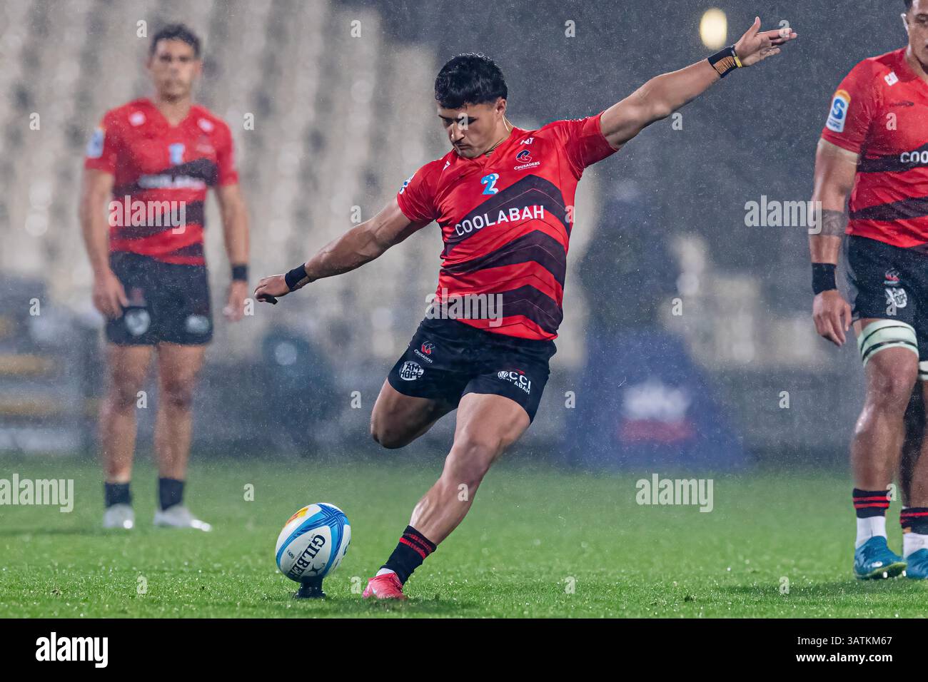 Christchurch, New Zealand, 18 April, 2025. Crusaders player Taha Kemara ...